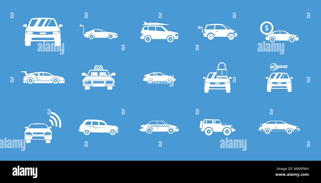 Car icon blue set vector Stock Vector Image & Art - Alamy