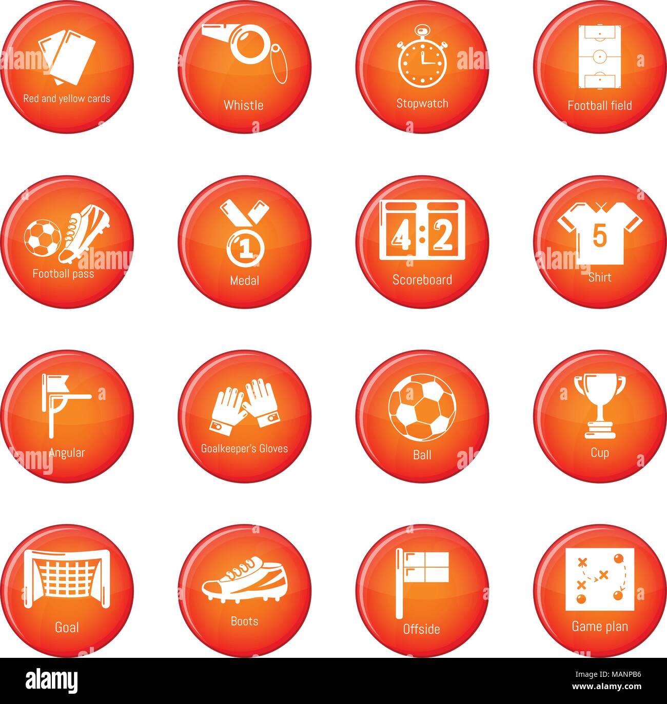 Soccer football icons set red vector Stock Vector Image & Art - Alamy