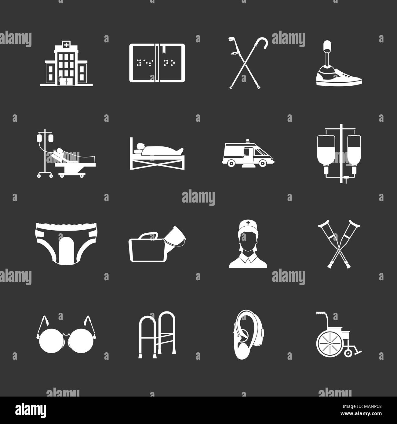 Disabled people care set grey vector Stock Vector Image & Art - Alamy