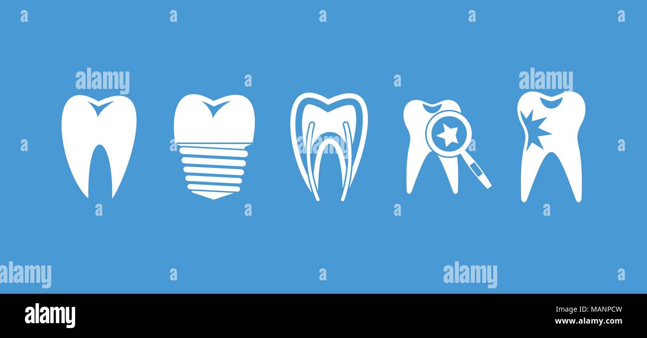 Tooth icon blue set vector Stock Vector Image & Art - Alamy