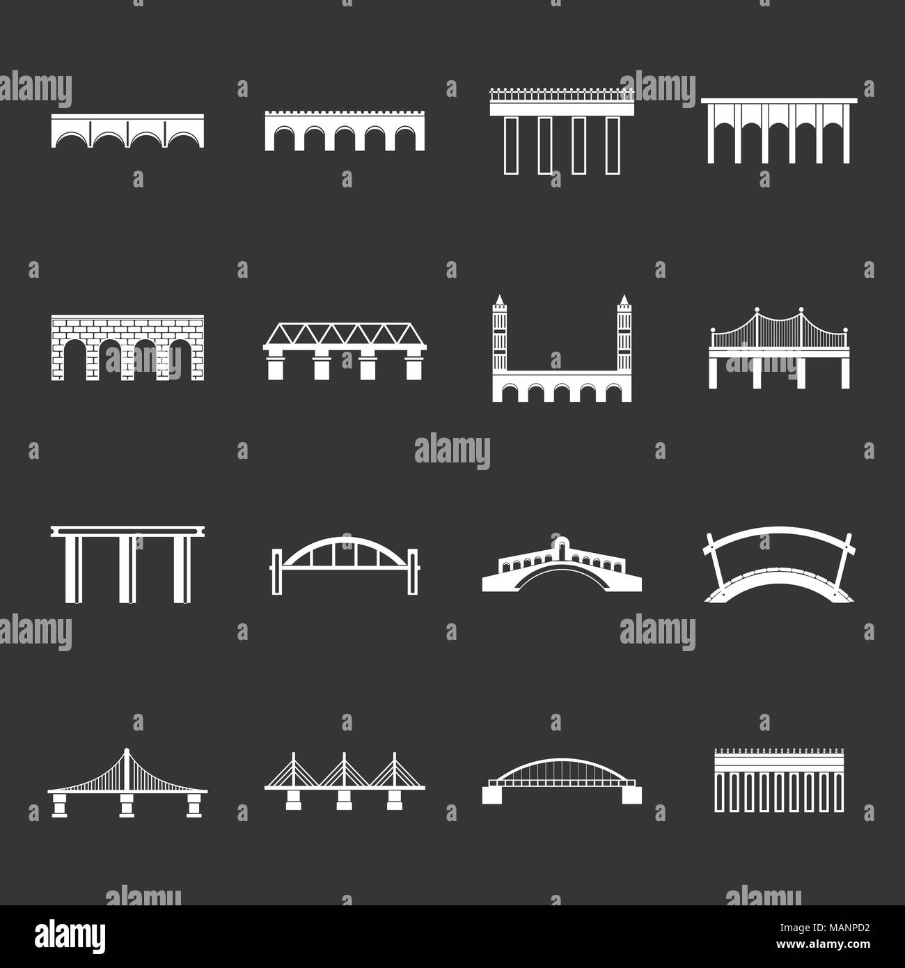 Bridge set grey vector Stock Vector Image & Art - Alamy