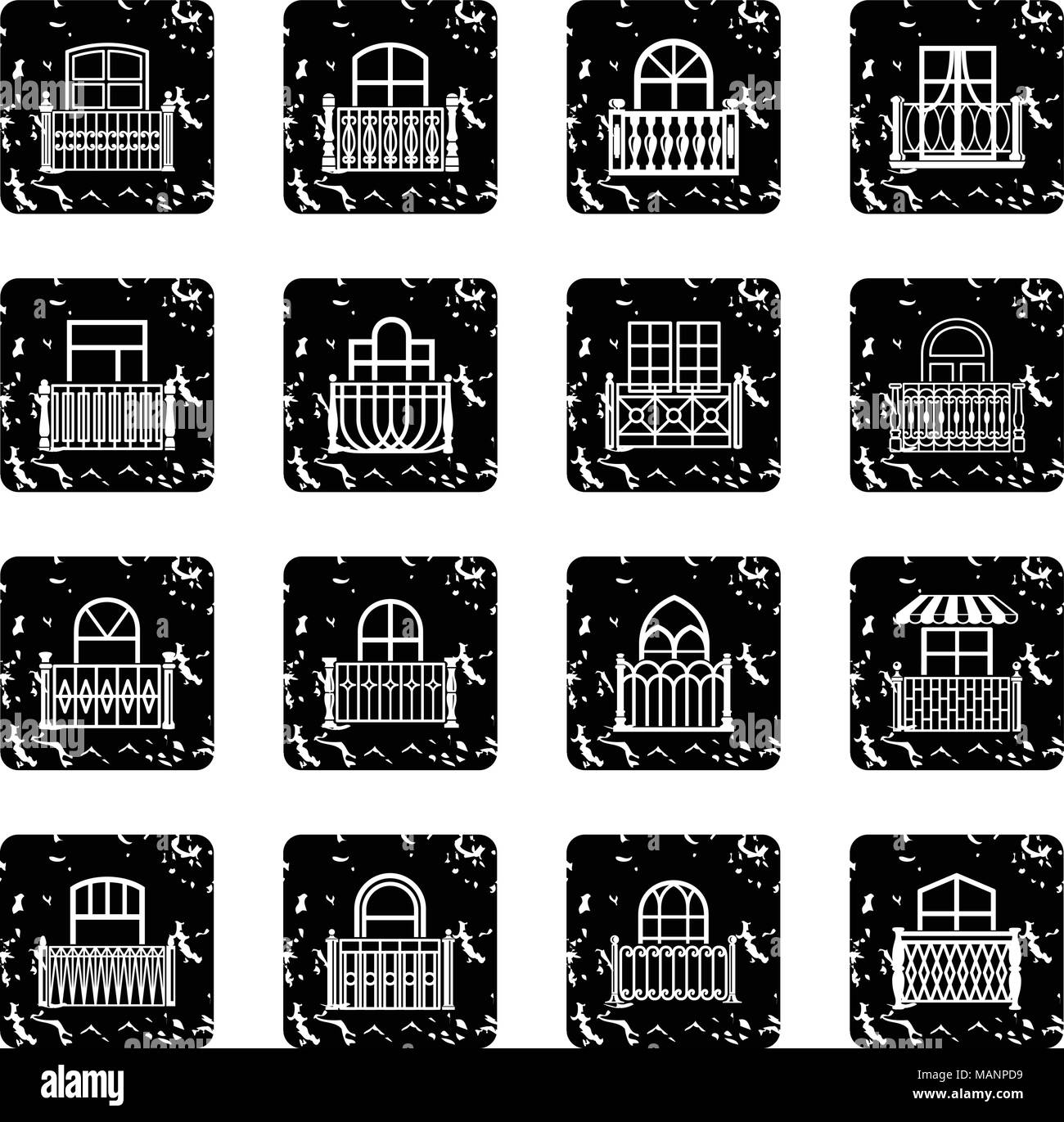 Balcony window icons set grunge vector Stock Vector Image & Art - Alamy