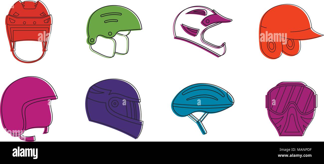 Sport helmet icon set, color outline style Stock Vector Image & Art - Alamy