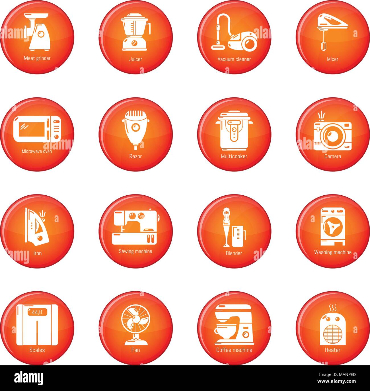 Household kitchen appliances red Stock Vector Images - Alamy