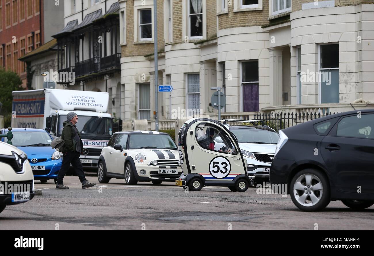 A Disability car painted to look like the famous VW Beetle Herbie ...