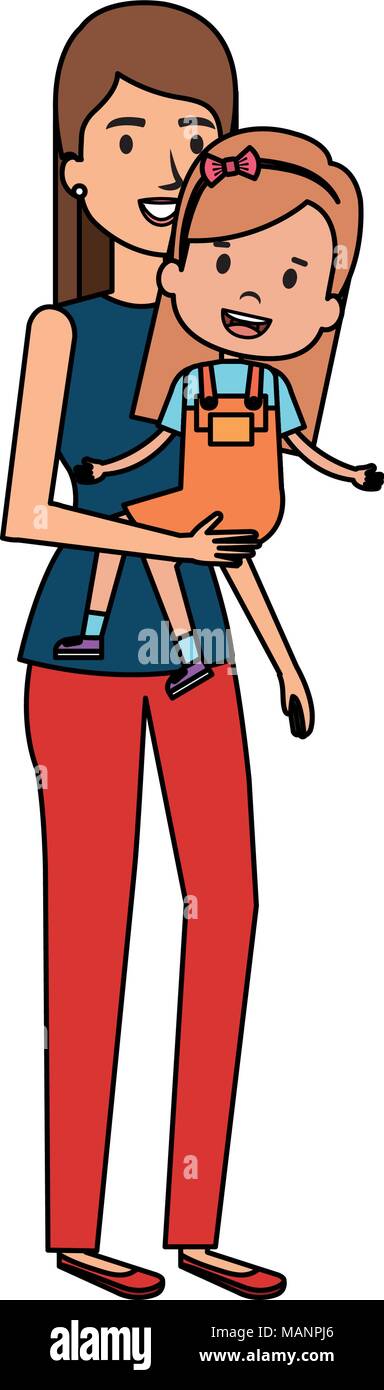 mother lifting daughter characters Stock Vector Image & Art - Alamy
