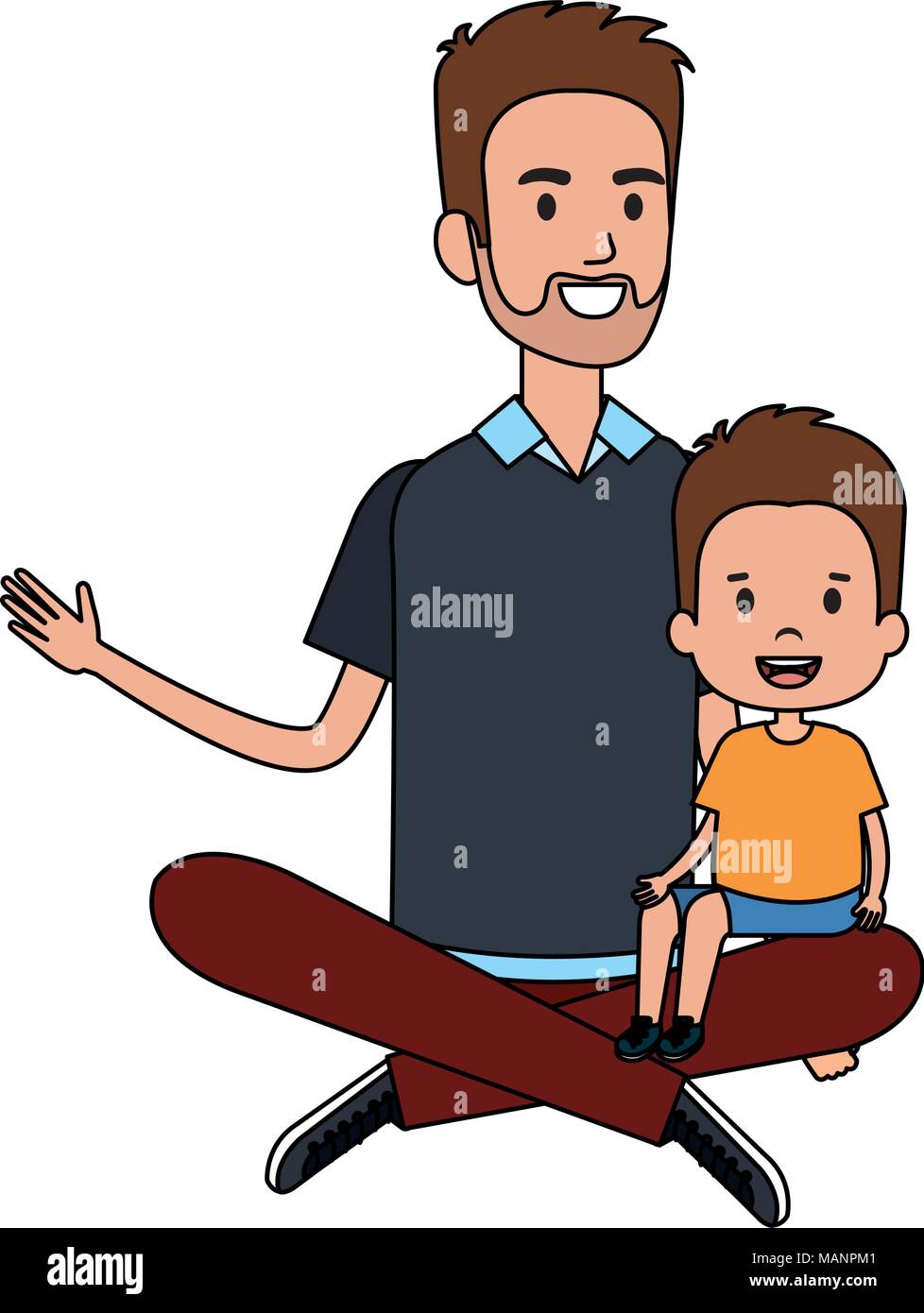 father sitting on the floor carrying son Stock Vector Image & Art - Alamy