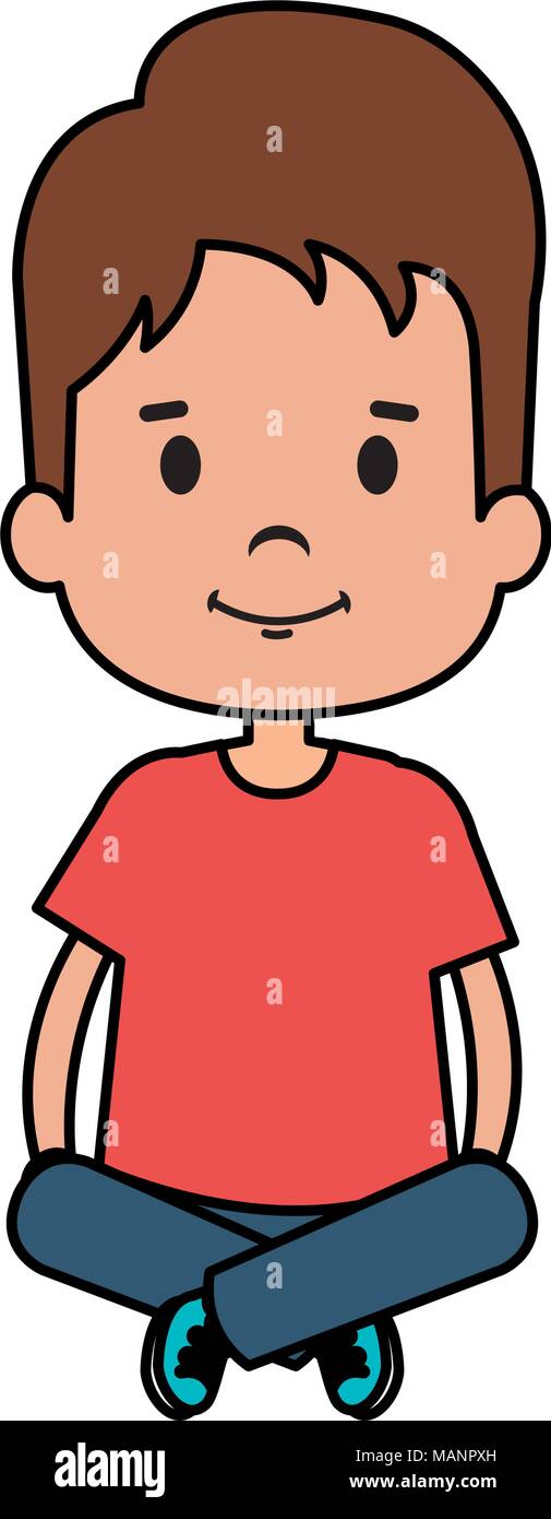 happy little boy sitting in the floor character Stock Vector Image ...