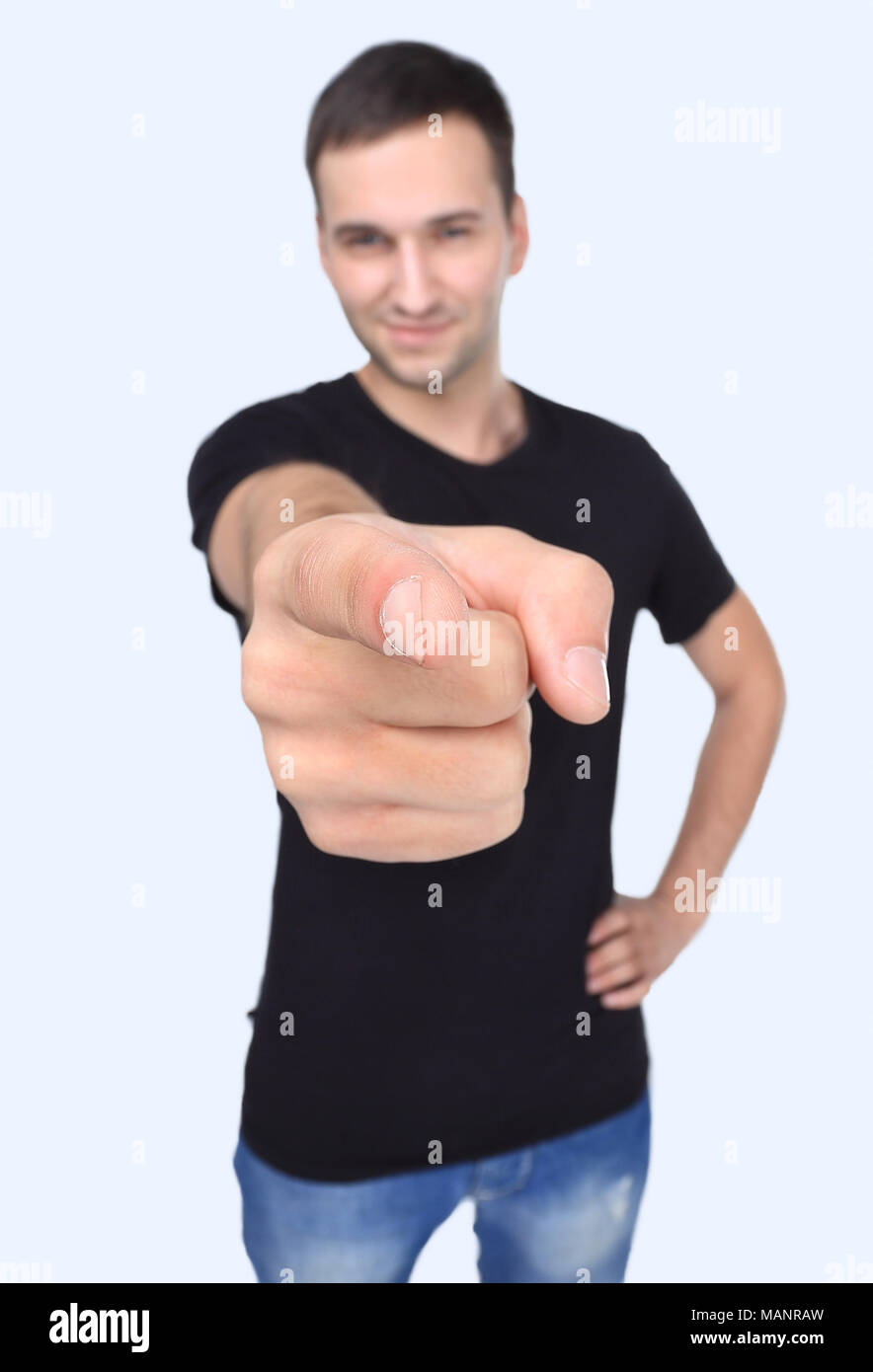 stylish guy points his hand forward Stock Photo - Alamy