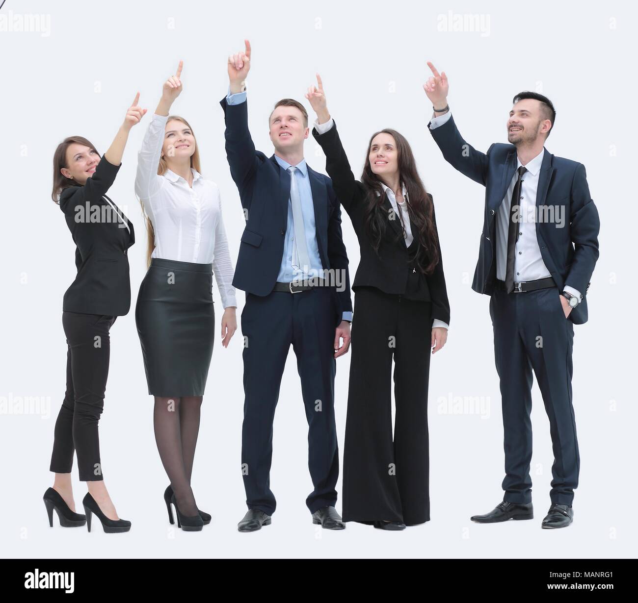 business team pointing hands forward Stock Photo - Alamy