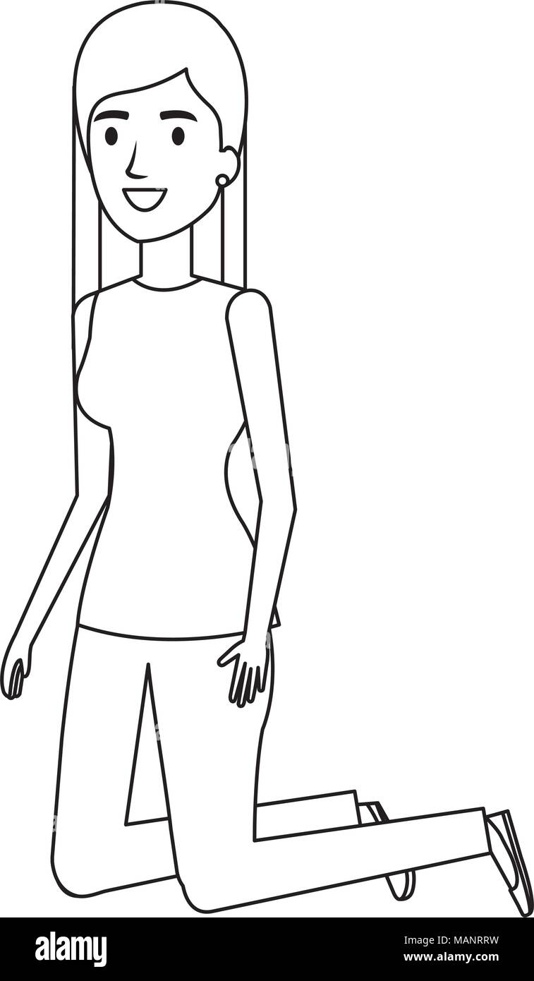 Kneeling on floor Stock Vector Images - Alamy