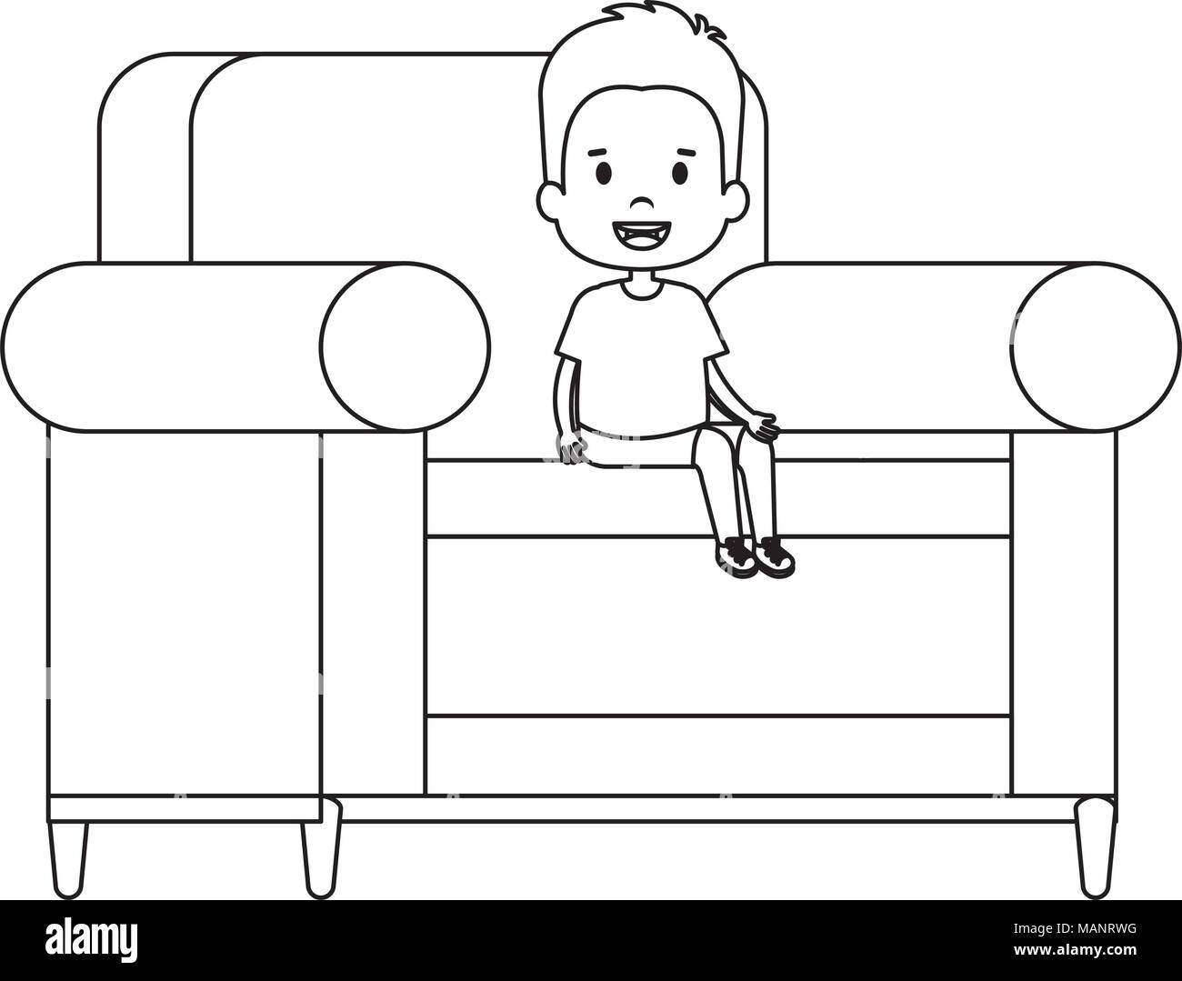 little boy sitting in sofa character Stock Vector Image & Art - Alamy