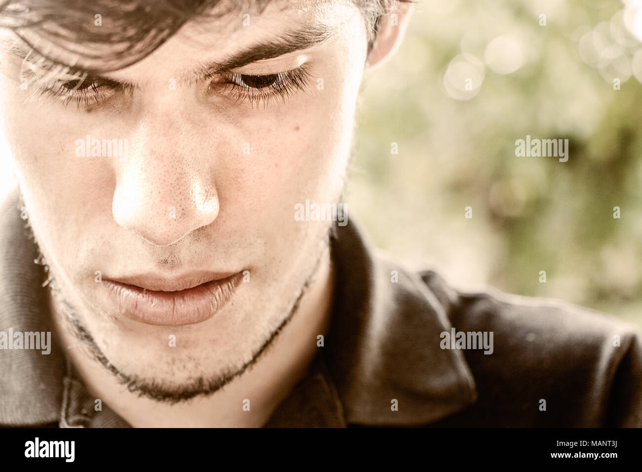 Man Eyes Looking Down