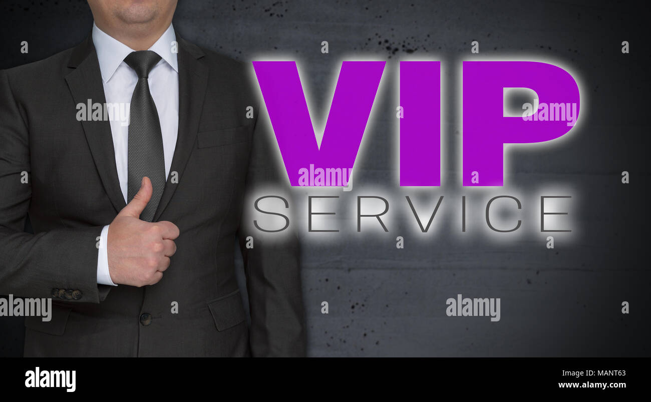 VIP service concept and businessman with thumbs up Stock Photo - Alamy