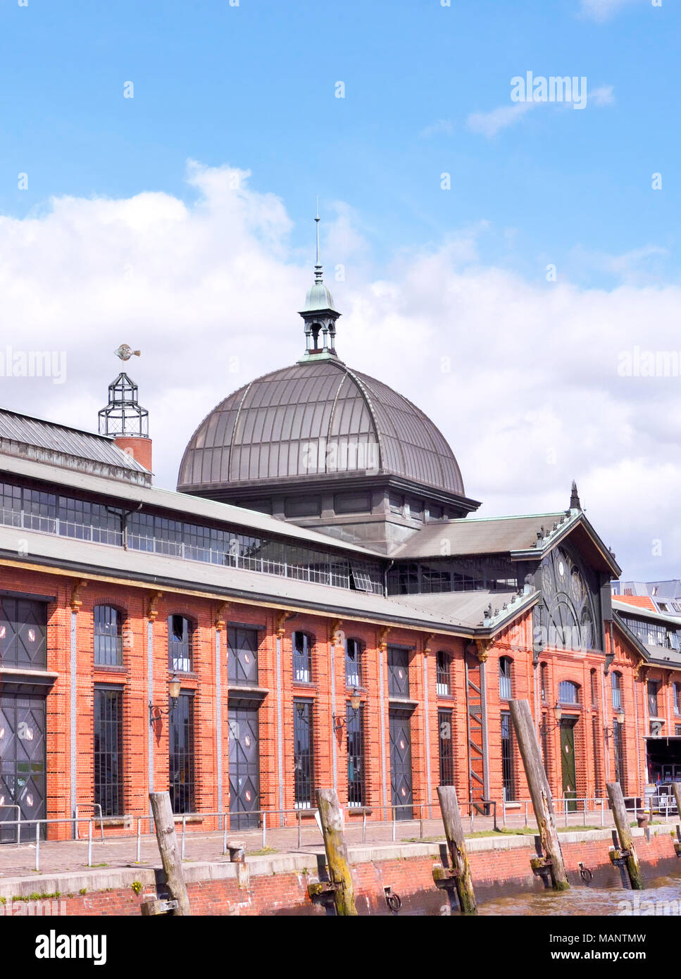 Altona Fischmarkt or fish market hall, Hamburg. Brick stone building ...