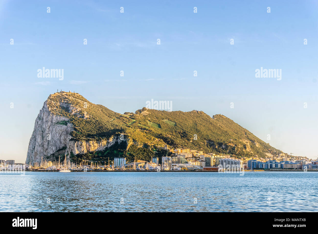 Gibraltar Rock viewed from Andalusia, British overseas territory Stock ...