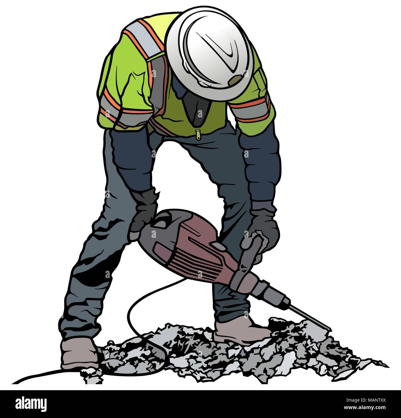Builder Worker with Pneumatic Hammer Stock Vector Image & Art - Alamy