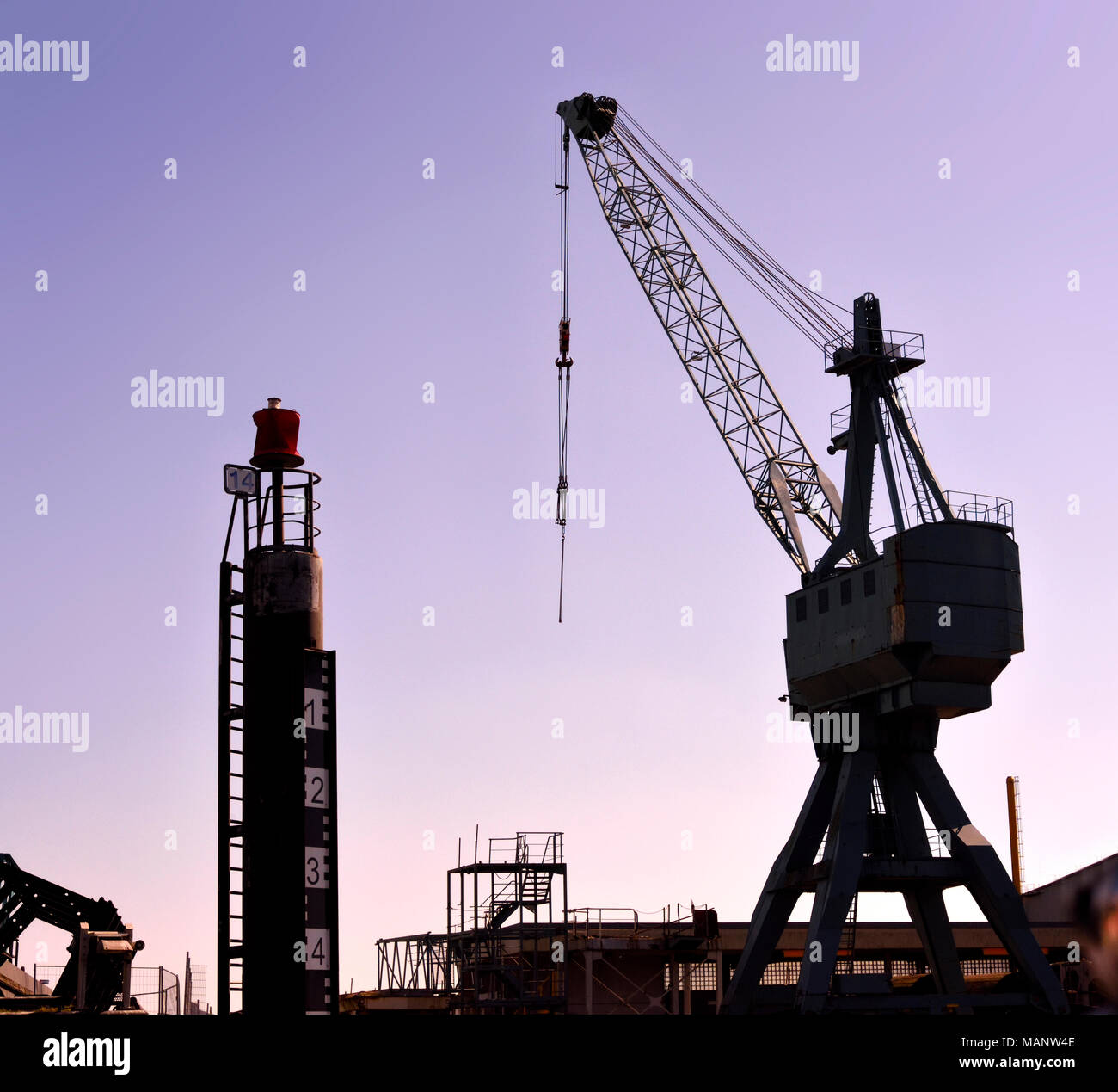 Container harbor with harbor cranes or freight cranes. Warf or cargo ...