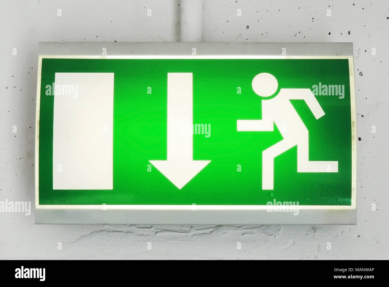 Emergency sign or exit sign. Illuminated signboard, rescue sign Stock ...