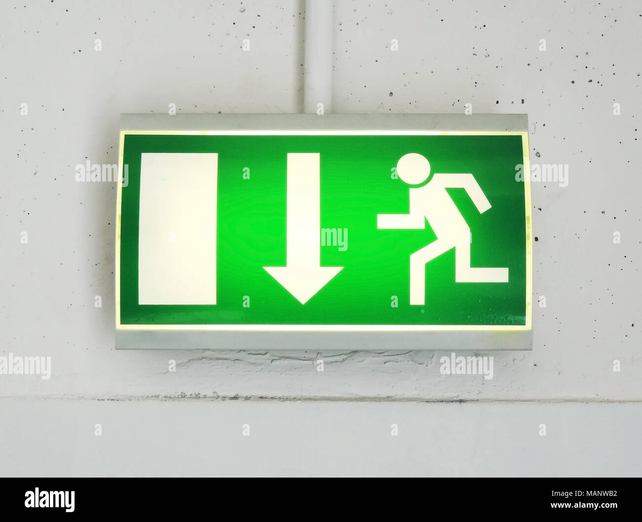 Emergency sign or exit sign. Illuminated signboard, rescue sign Stock ...