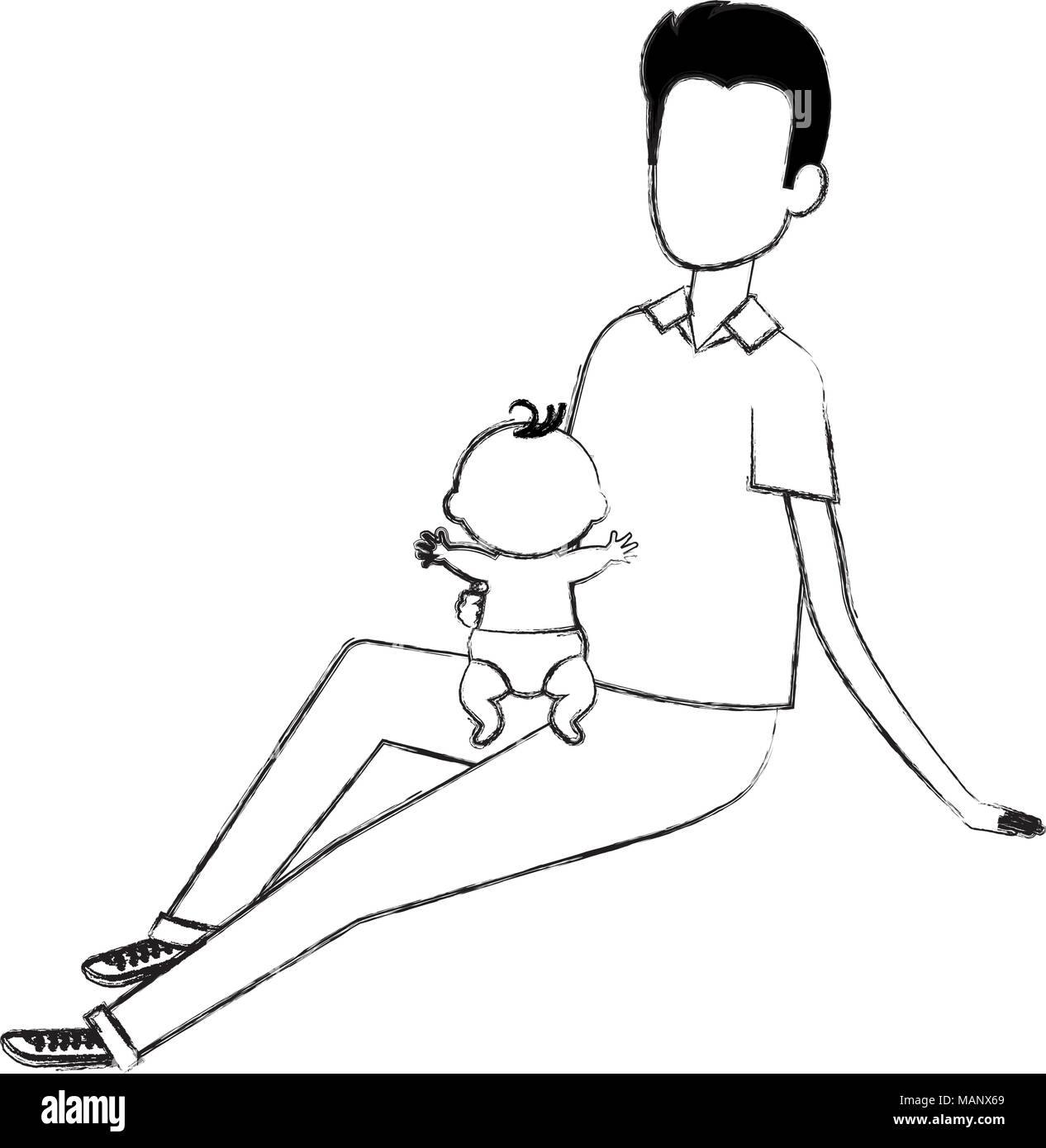 father sitting on the floor carrying baby Stock Vector Image & Art - Alamy