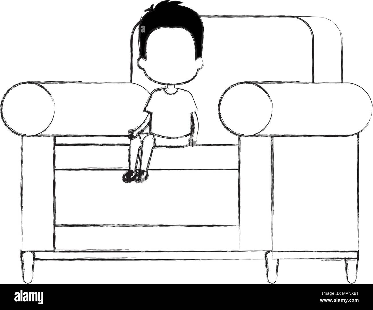 little boy sitting in sofa character Stock Vector Image & Art - Alamy