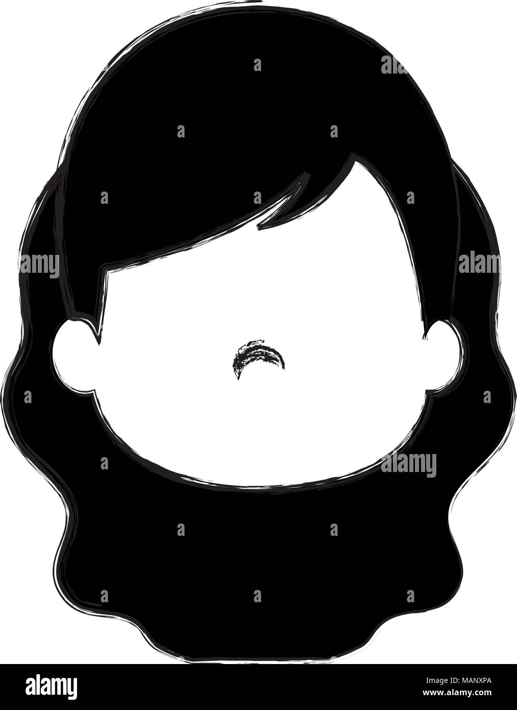 Girl kid head cartoon icon Black and White Stock Photos & Images - Alamy