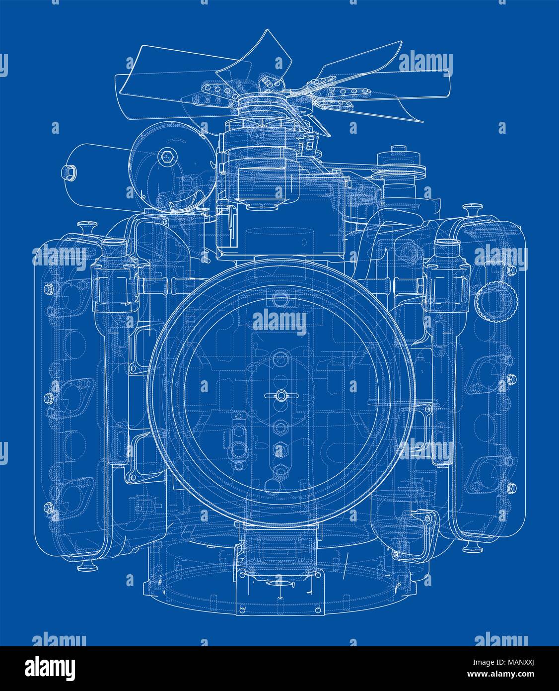 Engine sketch. 3d illustration Stock Photo - Alamy