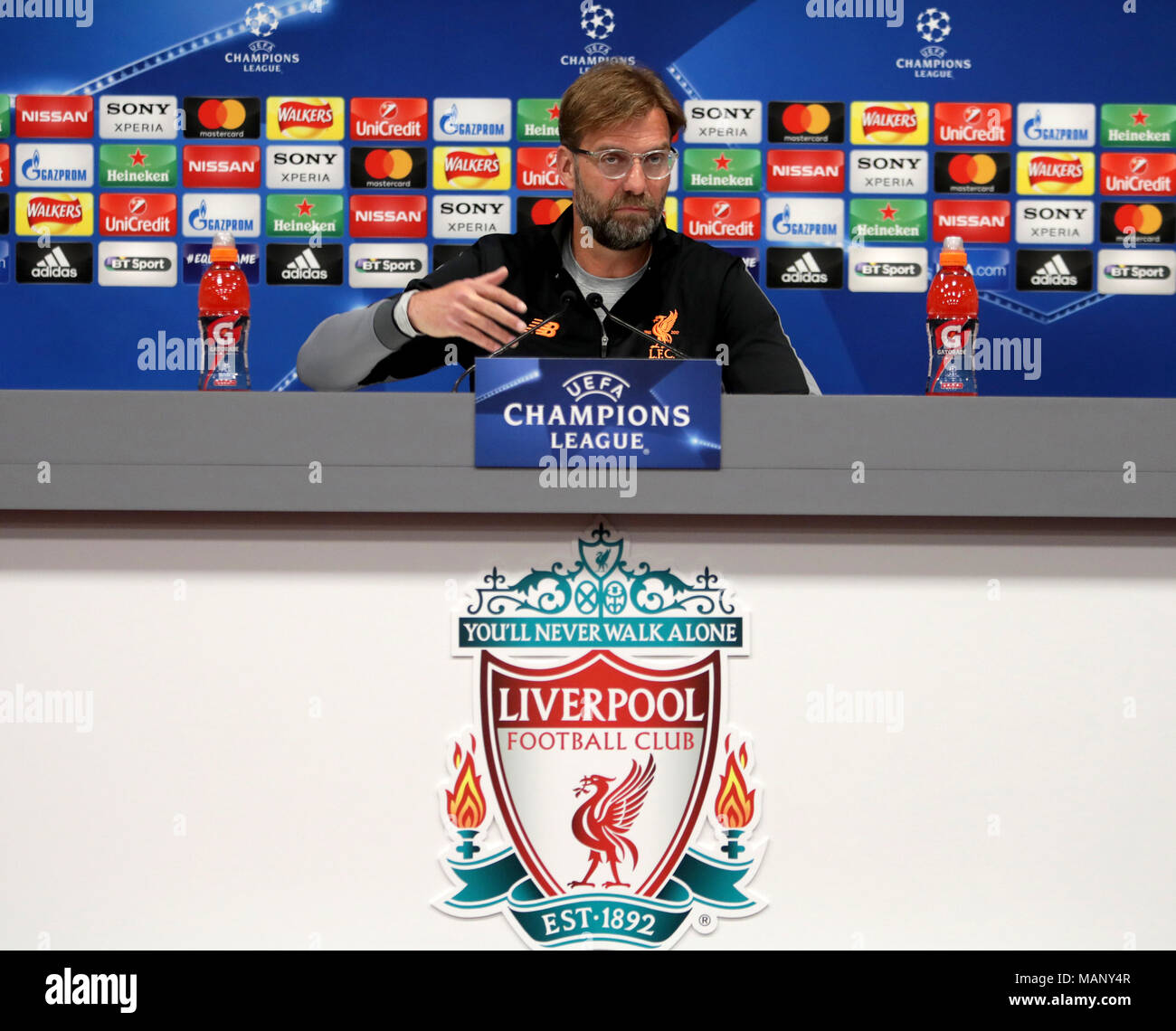 Liverpool manager Jurgen Klopp during the press conference at Anfield ...