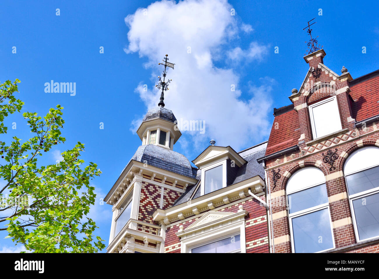 Old house facade, the Netherlands. Historical building exterior and ...