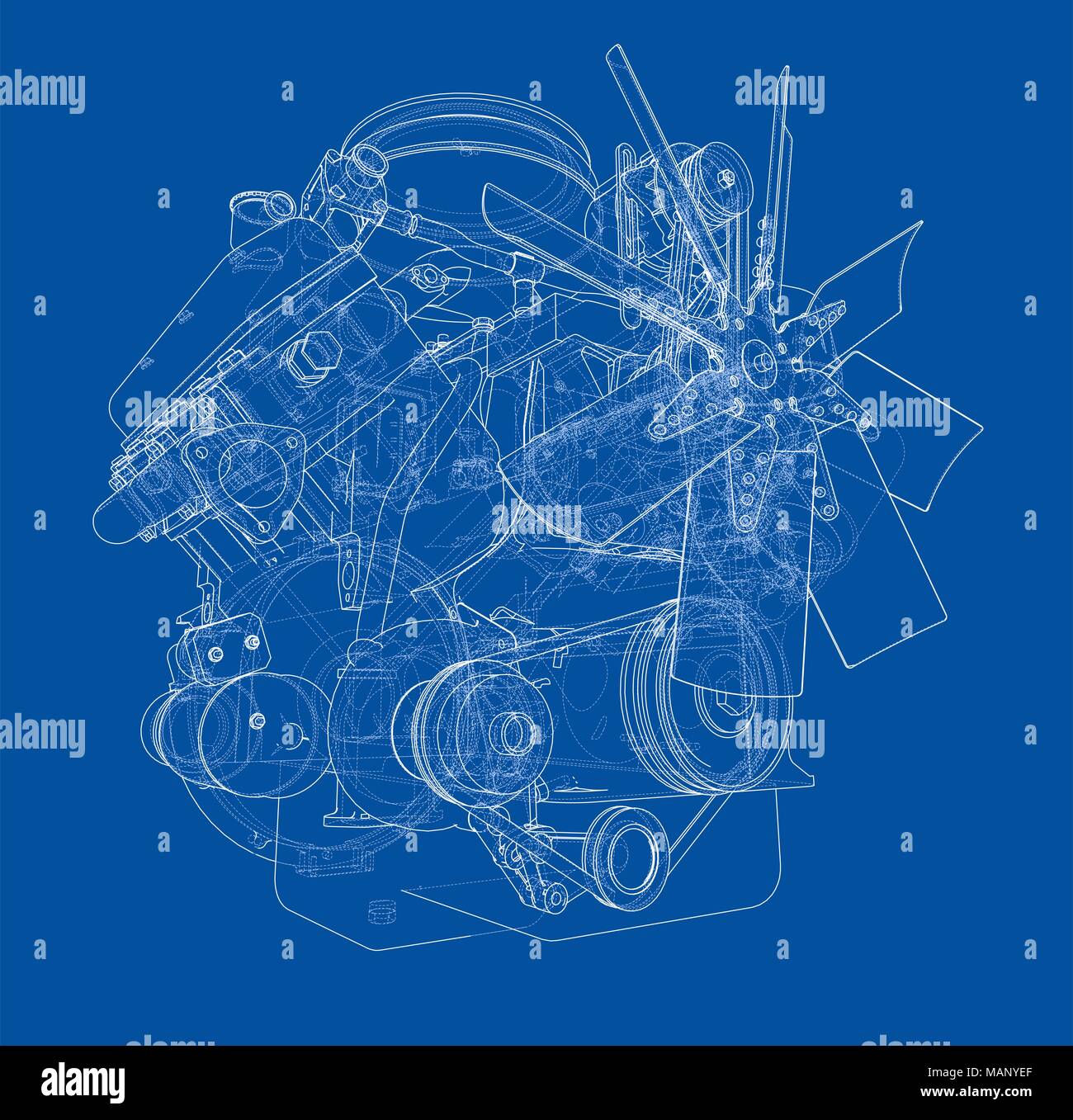 Engine sketch. 3d illustration Stock Photo - Alamy