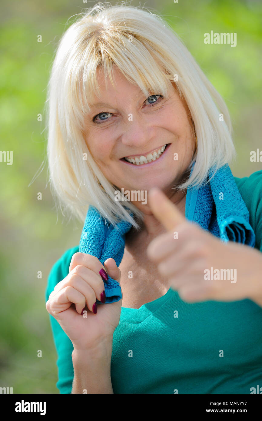 Healthy Senior happy after exercising Stock Photo - Alamy