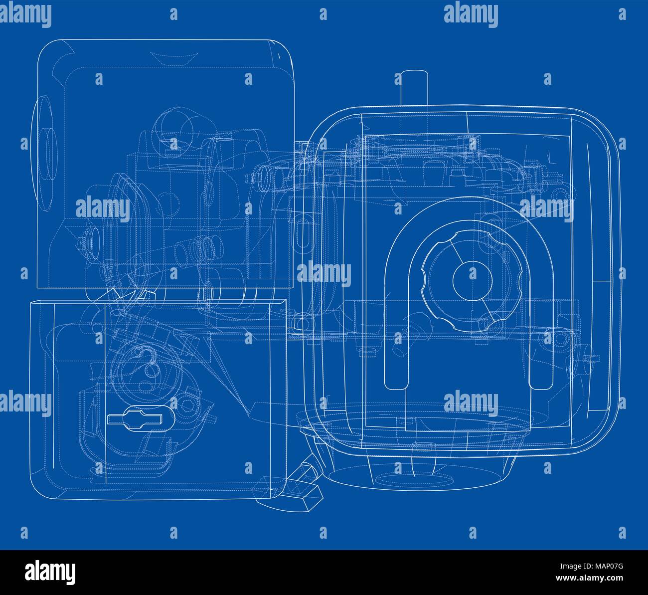 Engine sketch. 3d illustration Stock Photo - Alamy
