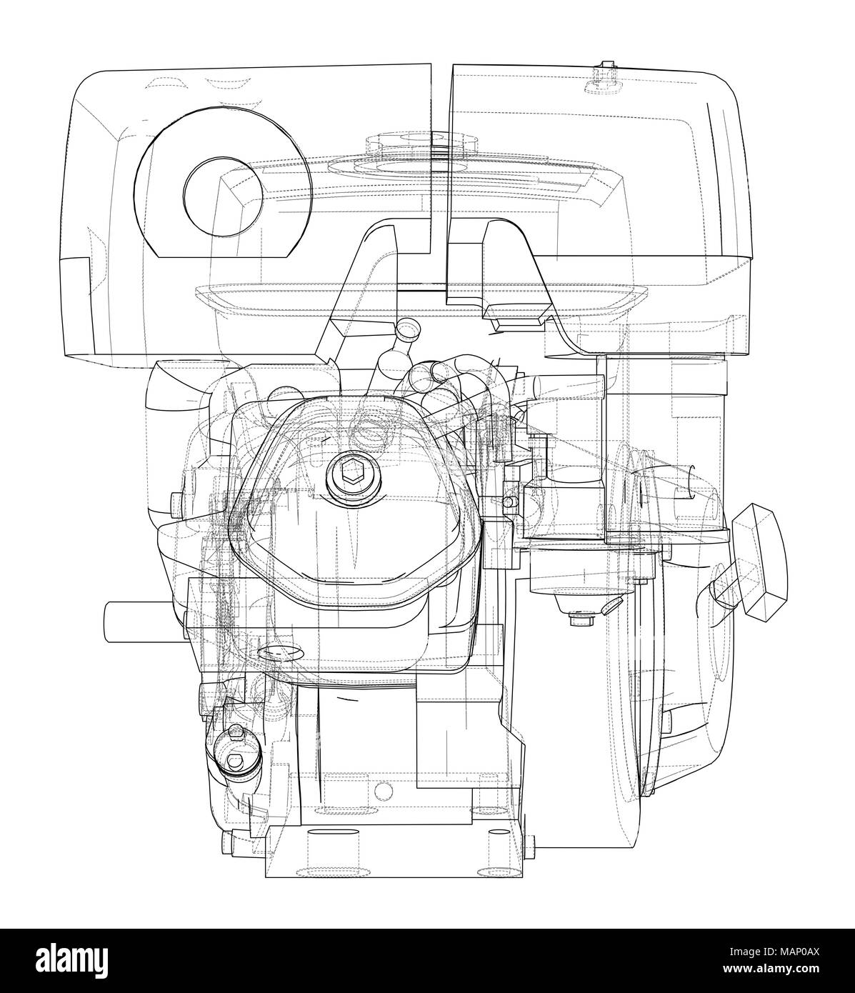 Engine sketch. 3d illustration Stock Photo - Alamy