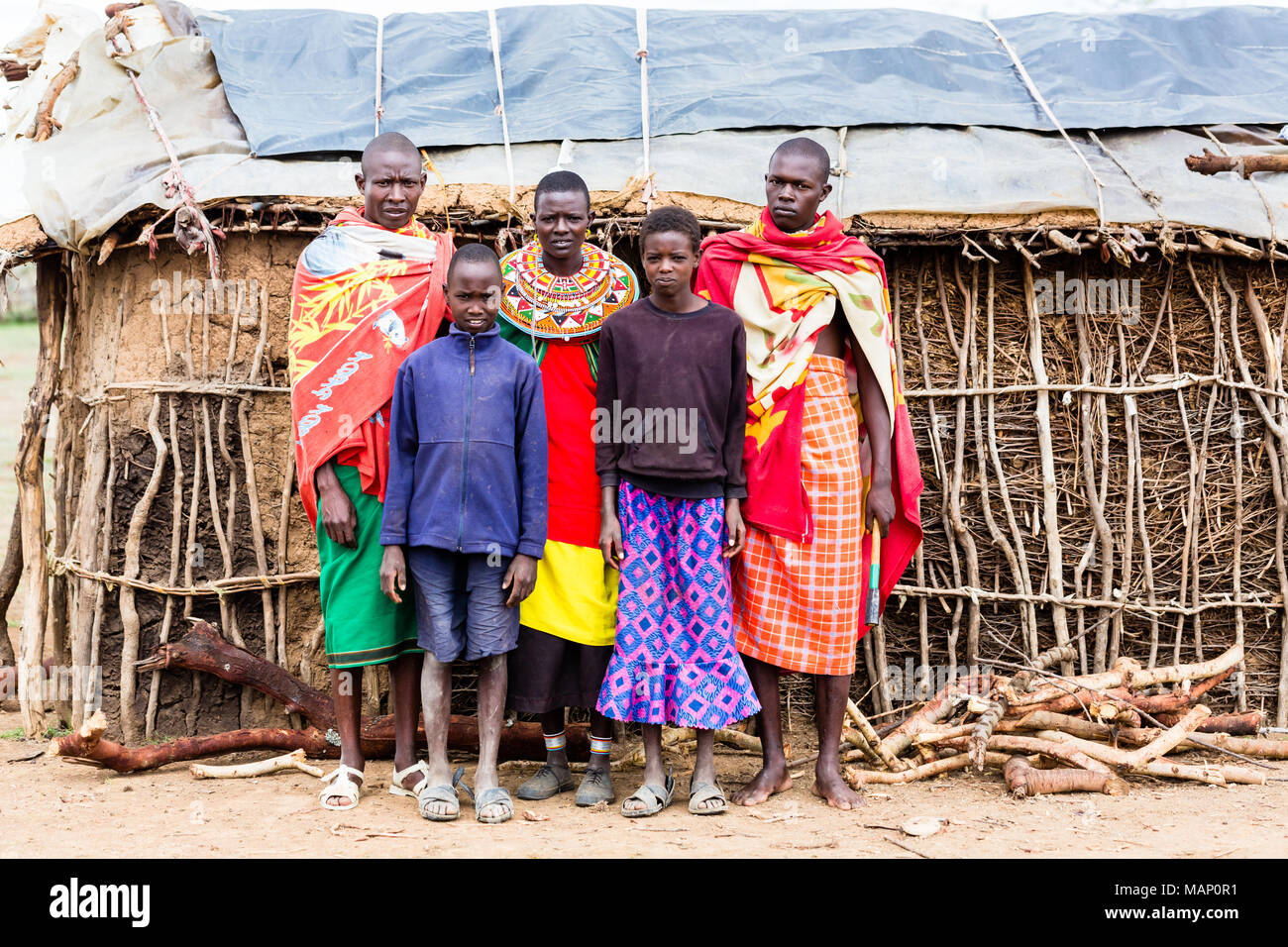Massai man and children hi-res stock photography and images - Alamy