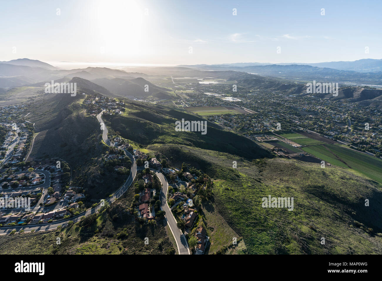 Aerial view of Santa Rosa Valley and Wildwood neighborhood in Camarillo ...