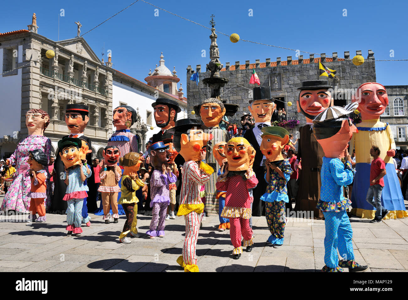 Traditional big-headed masks of Minho (cabeçudos) at the historical ...