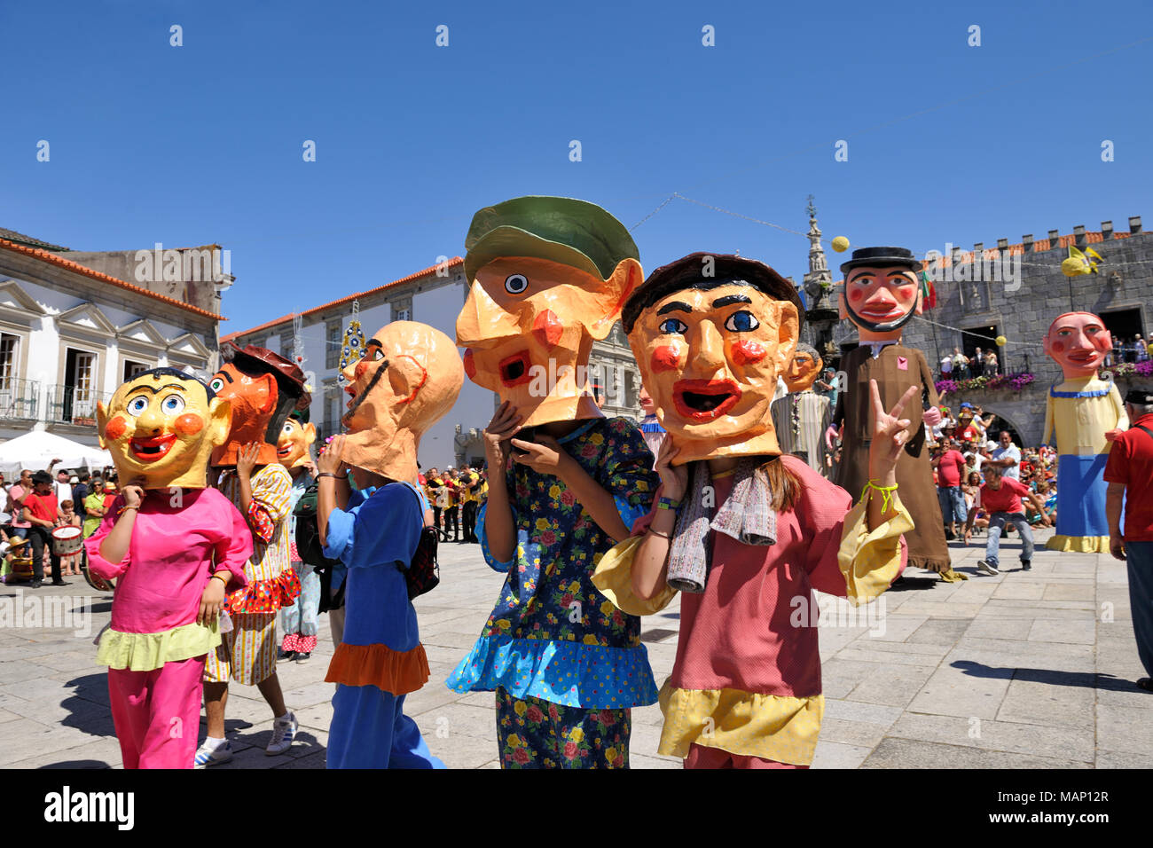 Traditional big-headed masks of Minho (cabeçudos) at the historical ...