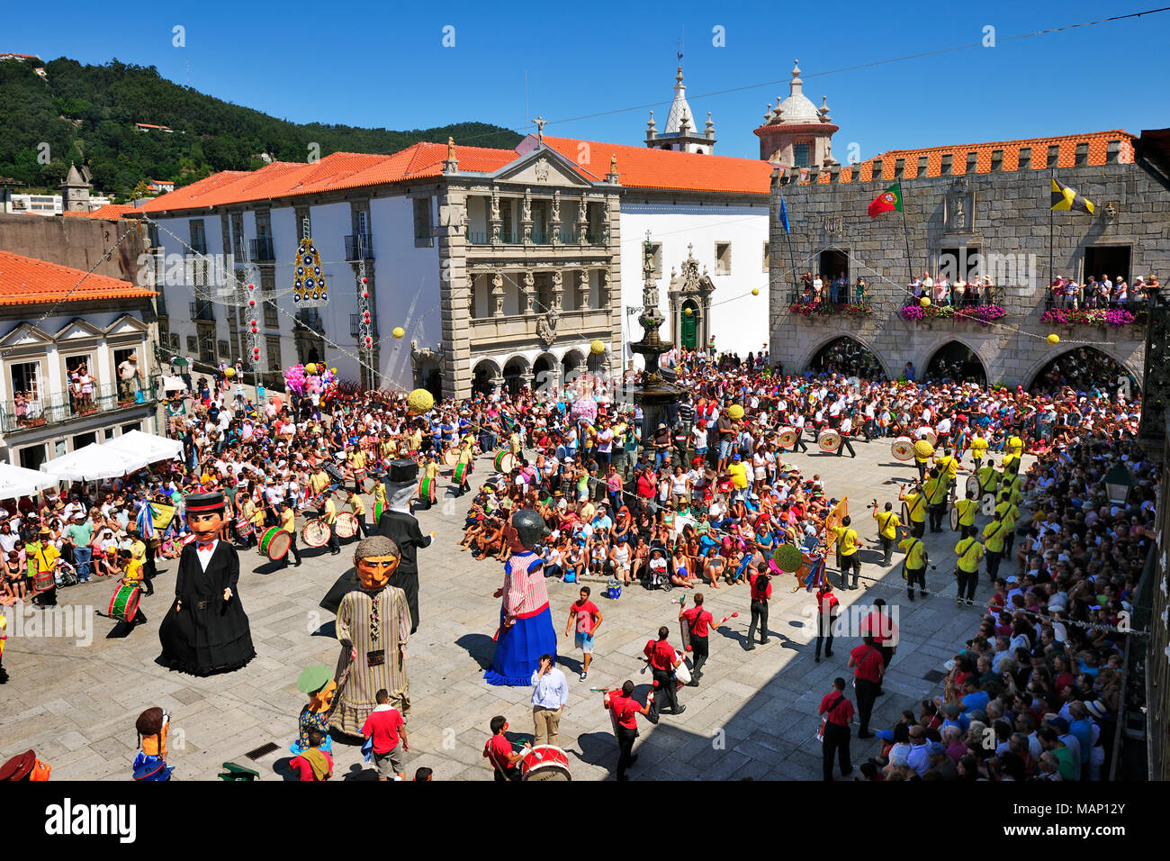 Traditional big-headed masks of Minho at the historical centre of Viana ...
