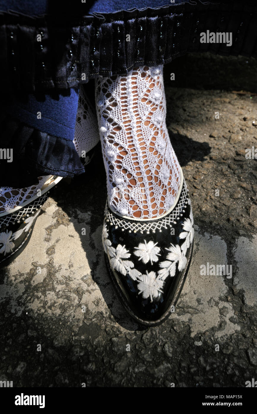 Traditional woman shoes (tamancas) made of wood, from Viana do Castelo ...