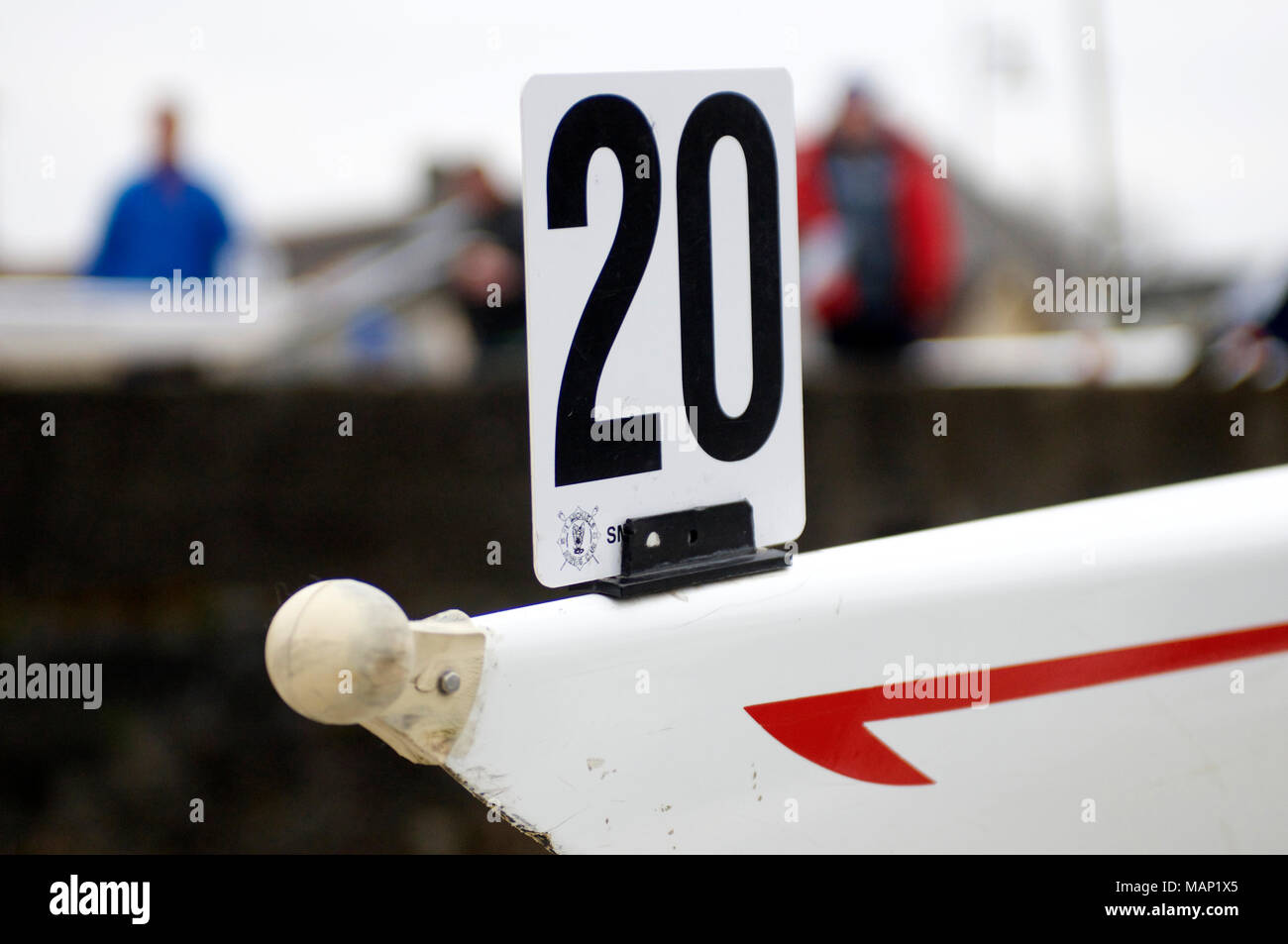Rowing Scull, Race number 20,with bow ball Stock Photo - Alamy
