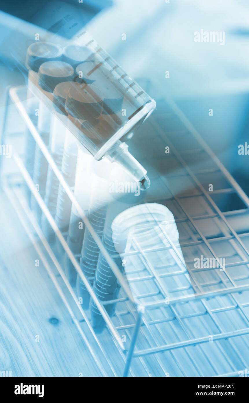 Vacutainer or test tube in lab on table Stock Photo - Alamy