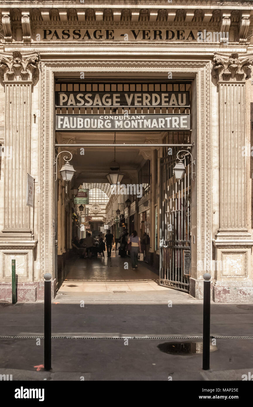 PASSAGE VERDEAU, PARIS, FRANCE: Entrance to the covered Passage with ...