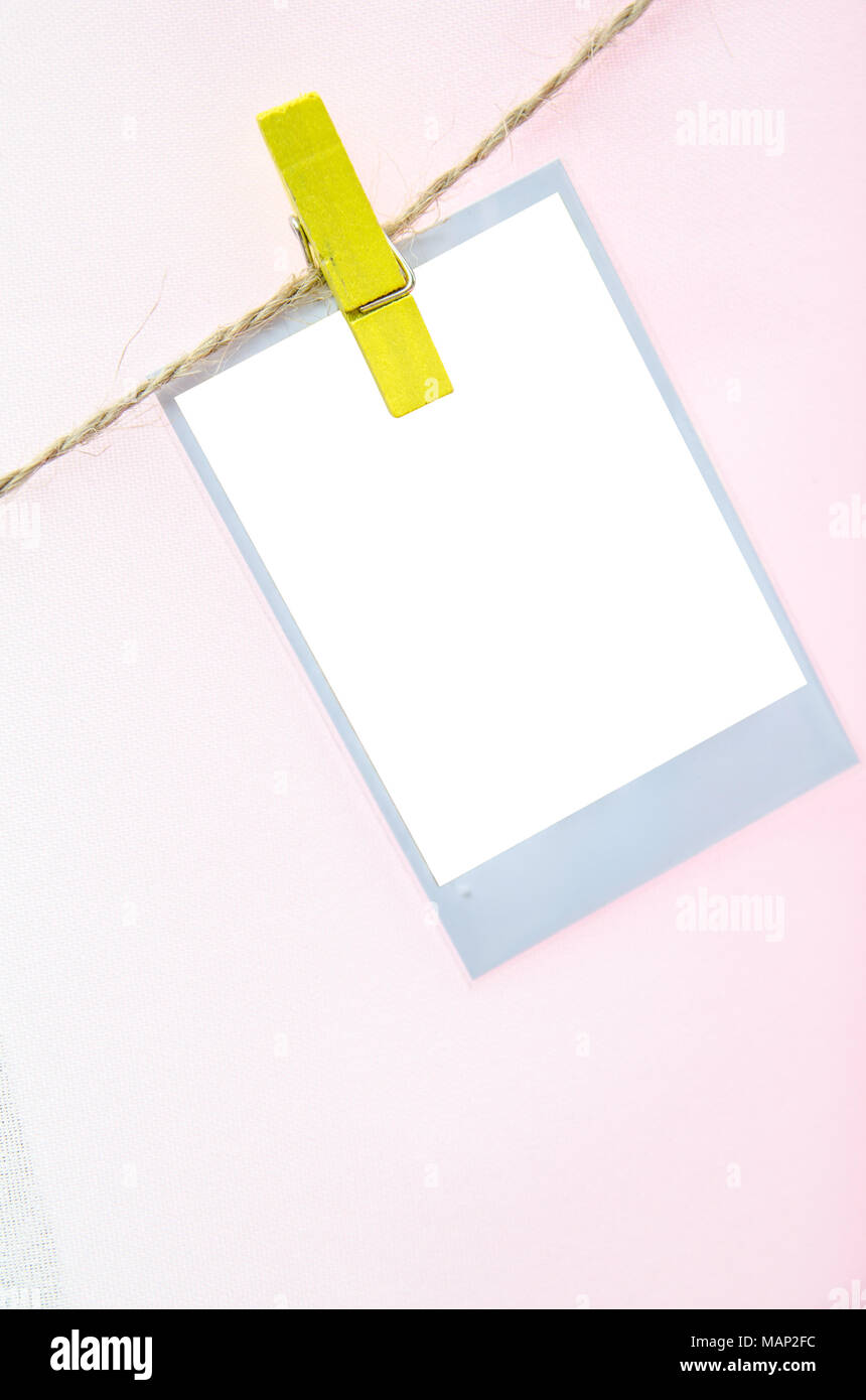 mockup with a sheet of paper on a clothespin on the rope crafting ...