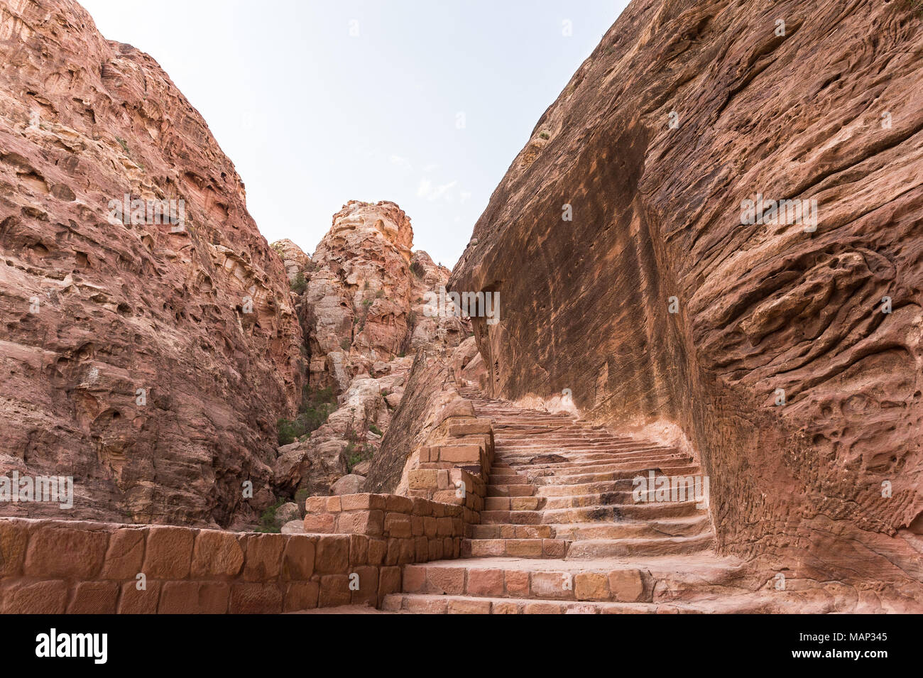 Rock formations with stairs at the archeological site of Petra Jordan ...