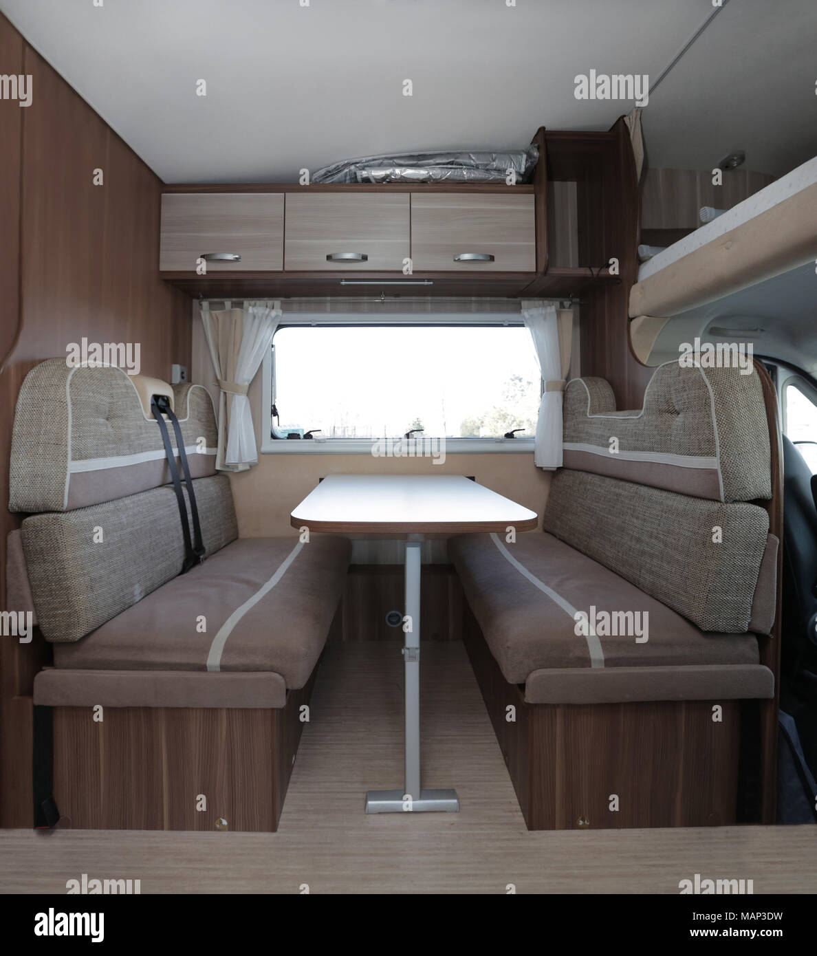 Camping Van Dining Table With Seating For Four Stock Photo - Alamy