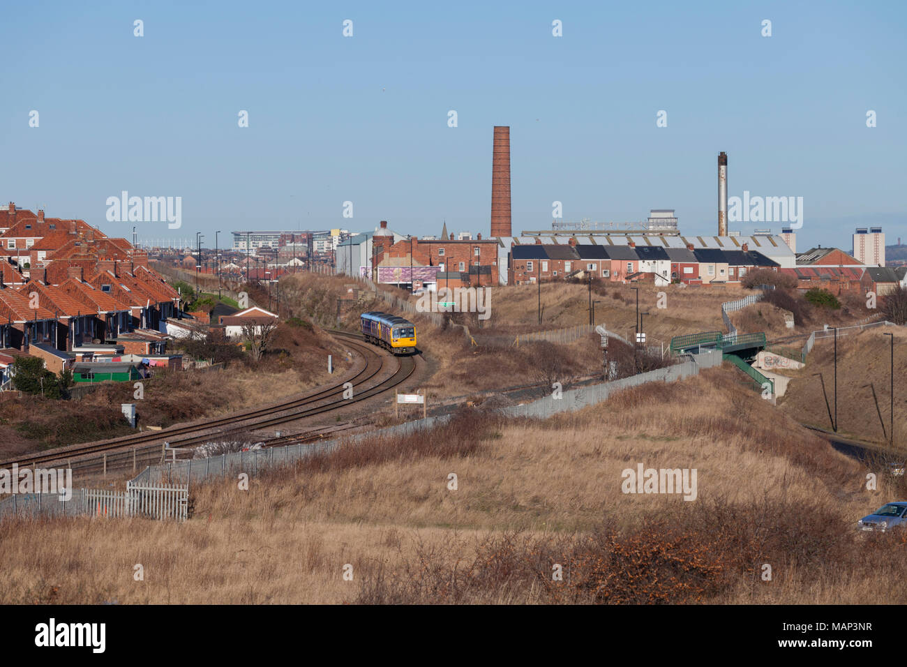 2 Arriva Northern rail class 142 pacer trains at Ryhope Grange junction ...