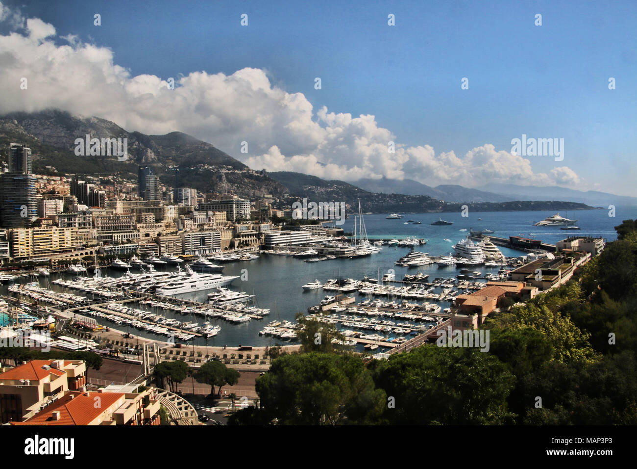 A view of Monaco Harbour from the palace Stock Photo - Alamy