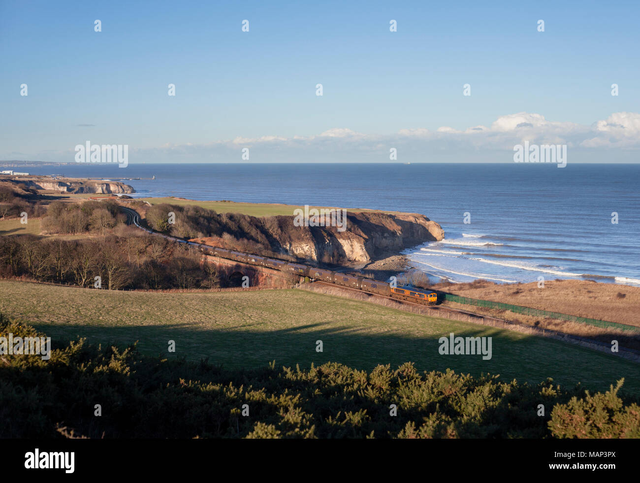 Gb railfreight class 66 locomotive passing Hawthorne Hive (south of ...
