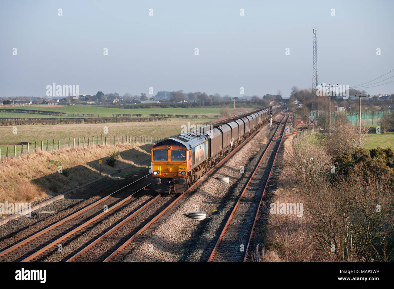 GB Railfreight class 66 locomotive at Eastriggs (south of Dumfries ...